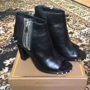 Ash | Shoes | Ash Patty Peep Toe Studded Leather Stacked Heel | Poshmark